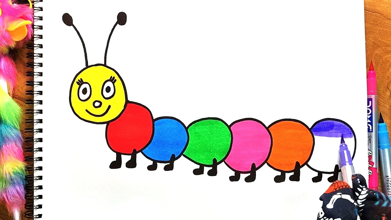Easy and Fun Caterpillar Drawing for Kids! 🐛 Step-by-Step! #FunDrawing ...