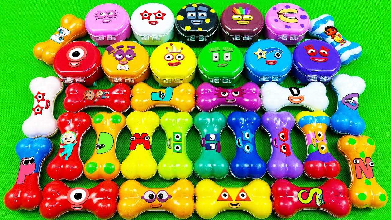 Numberblocks – Looking Rainbow SLIME with Mini Suitcases Bones Coloring! Satisfying ASMR - YouTube