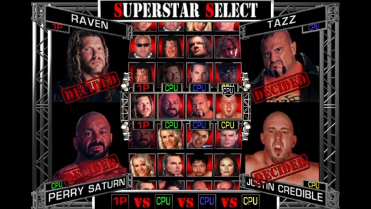 WWF Raw: Raven Vs Taz Vs Justin Credible Vs Perry Saturn - The Original ...