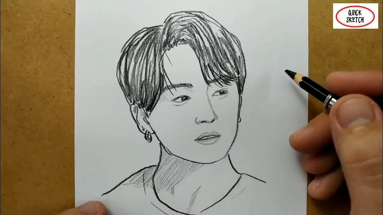 VERY EASY, how to draw BTS kpop boyband / quick sketch - YouTube