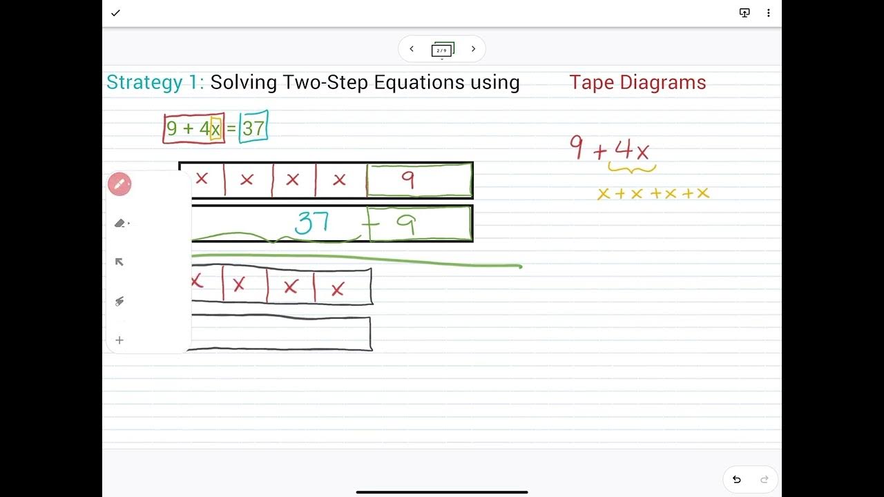 Solving Two-Step Equations using Tape Diagrams - YouTube