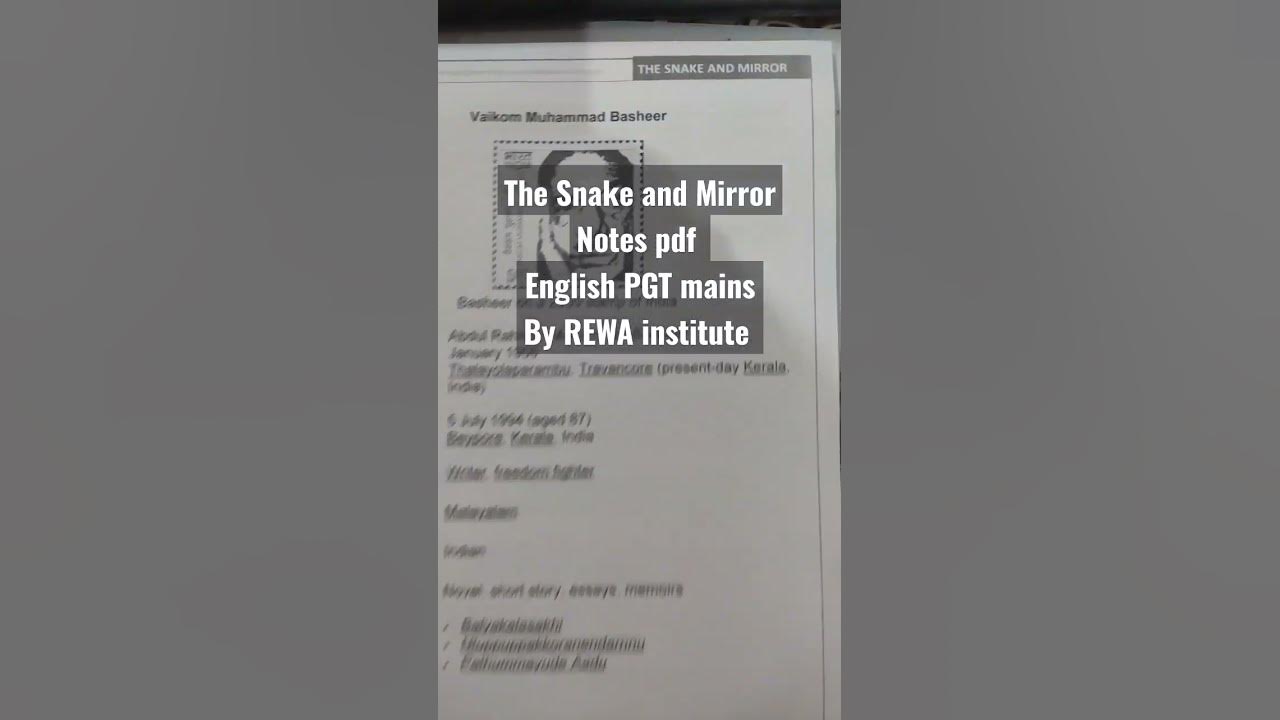 The Snake And Mirror By Vaikom Muhammad Basheer YouTube the-snake-and-mirror-by-vaikom-muhammad-basheer-youtube
