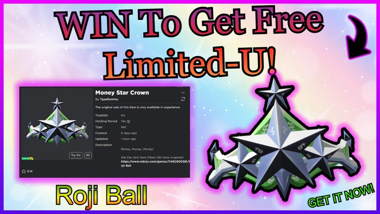 [FREE-ITEM] How To Get "Money Star Crown" | Roblox | Roji Ball - YouTube