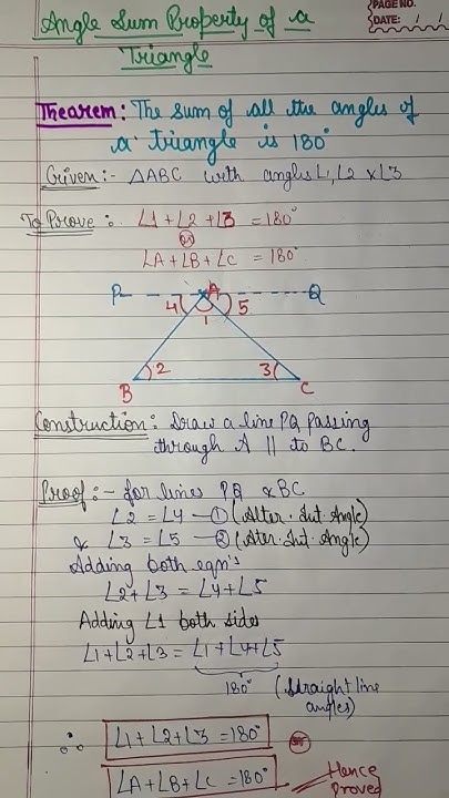 Angle sum Property of triangle | Prove sum of all the angles of a ...