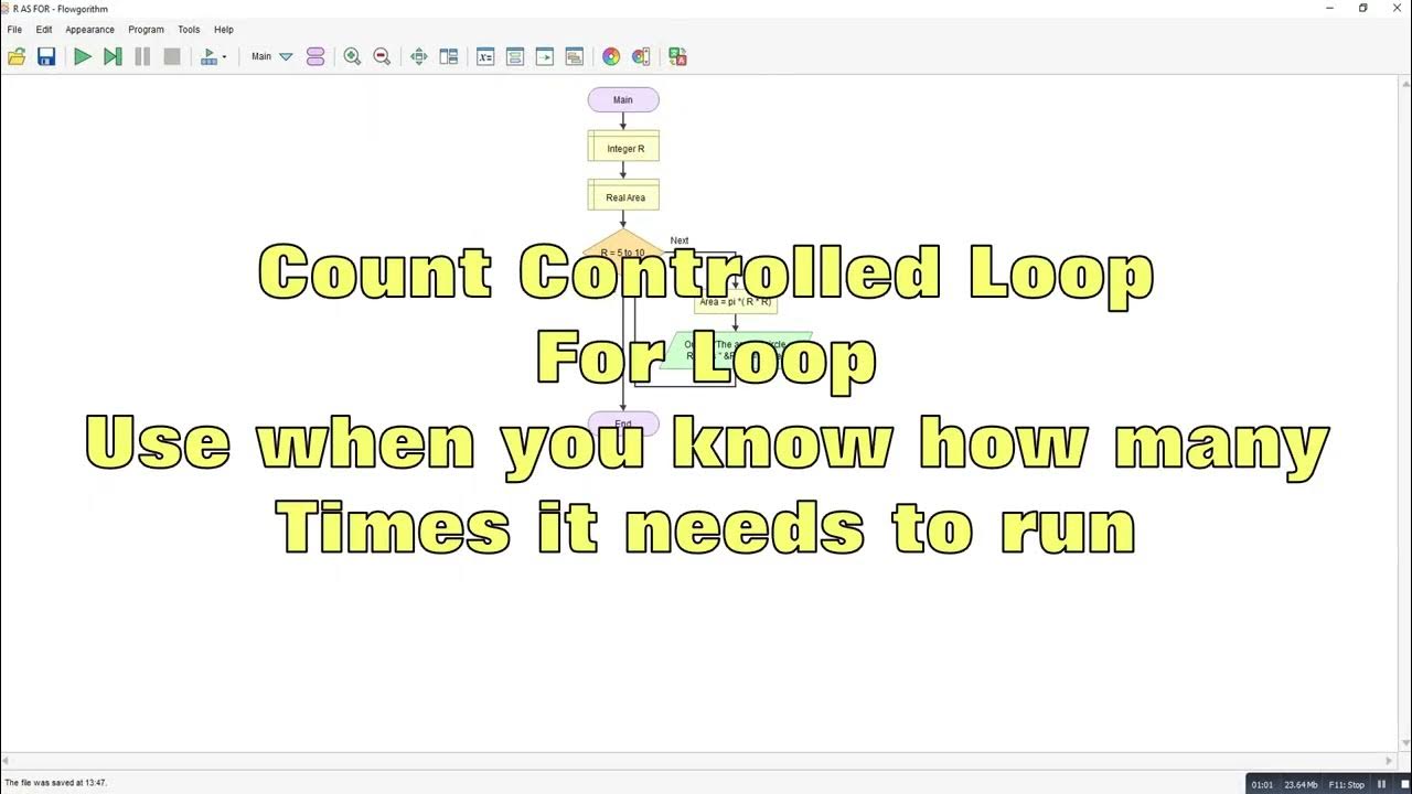 Flowgorithm - Area of a circle (Increasing in Radius) - YouTube