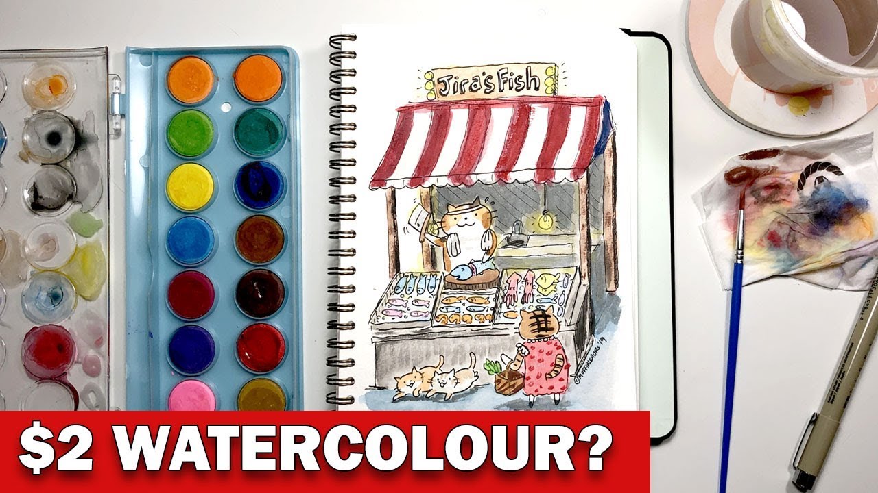 Painting with Daiso Watercolour palette | IT'S ONLY $2 - YouTube