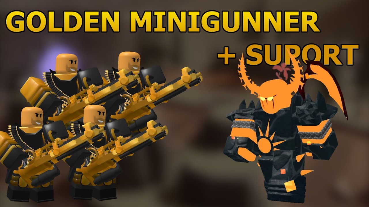 Golden Minigunner + Support VS Molten Mode Tower Defense Simulator ...