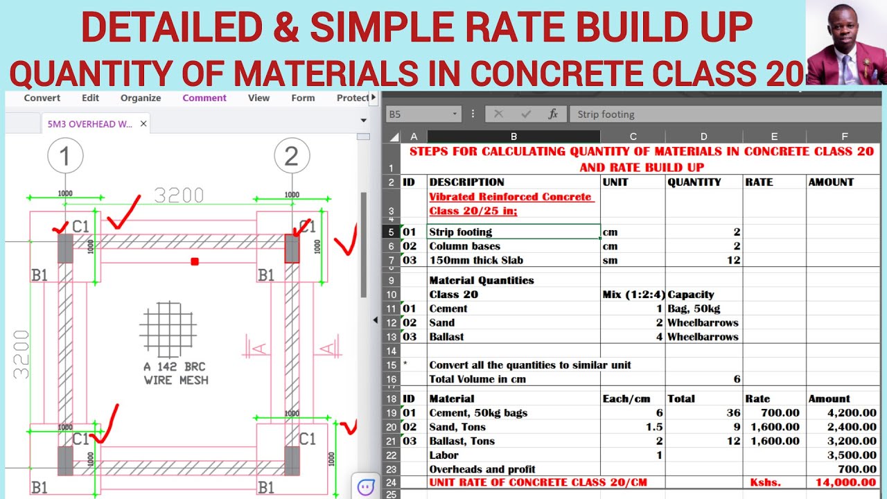 CONCRETE CLASS 20/25 ; Calculating Quantity of Construction Materials ...