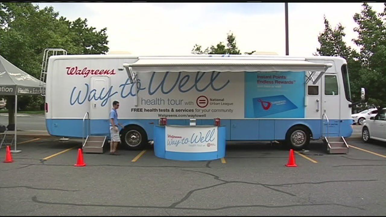 Free medical testing on Walgreens wellness bus - YouTube