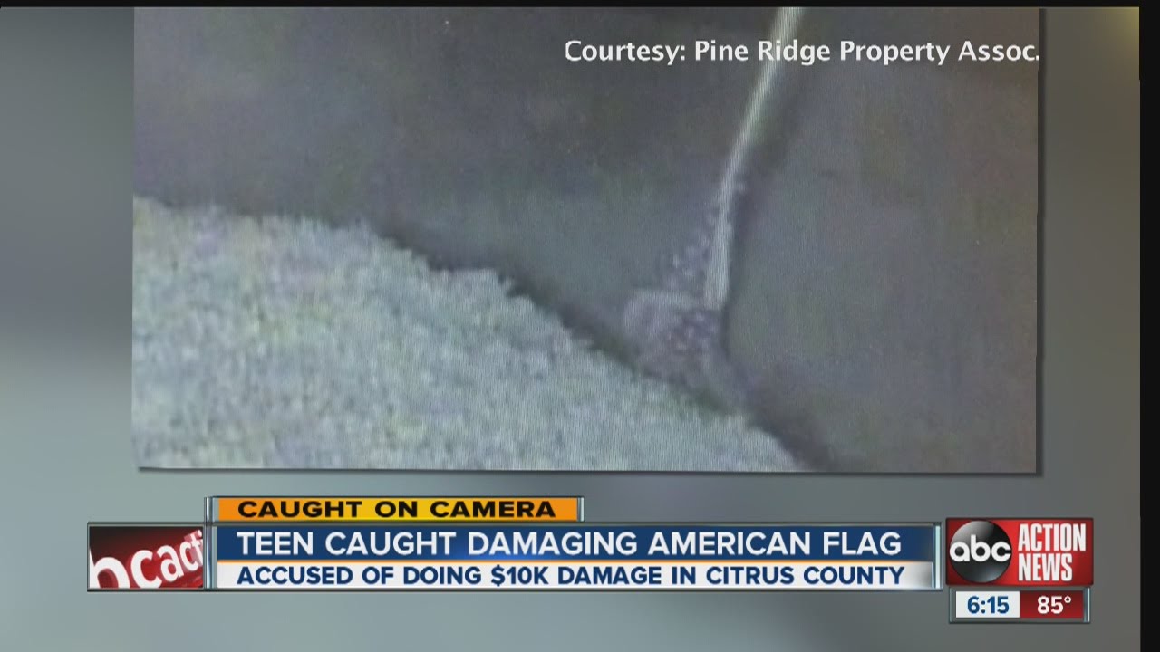 Teen caught desecrating American flag - YouTube