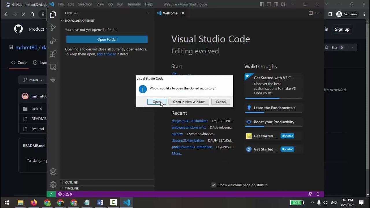 Tutorial Upload Project Packet Tracer Ke Github - Visual Studio Code - YouTube
