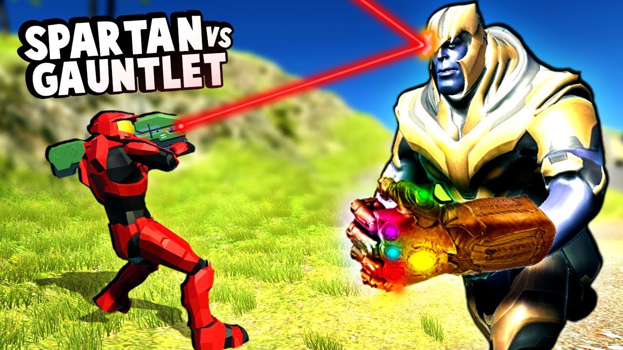 Halo Spartan Army Tries to Defeat Thanos and his Infinity Gauntlet in ...