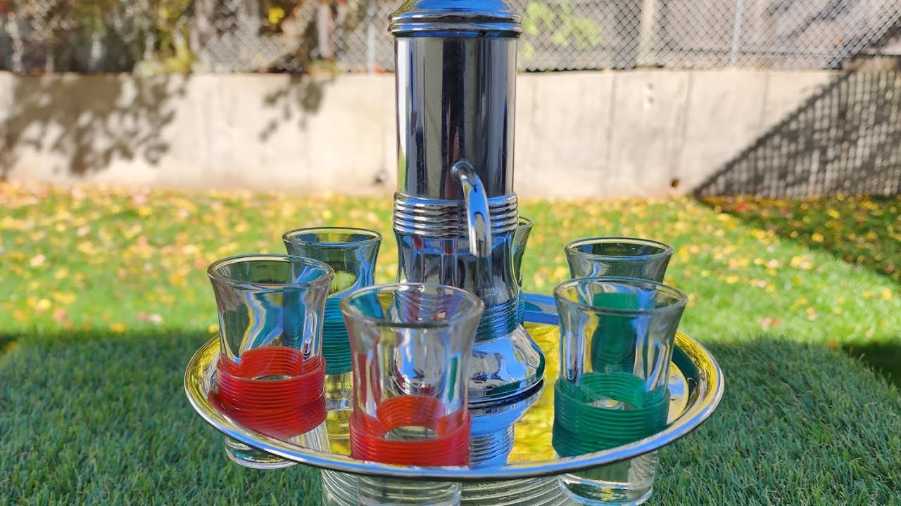 Vtg Chrome Pump Bourbon Whiskey Shot Dispenser Carousel With 6 Shot ...
