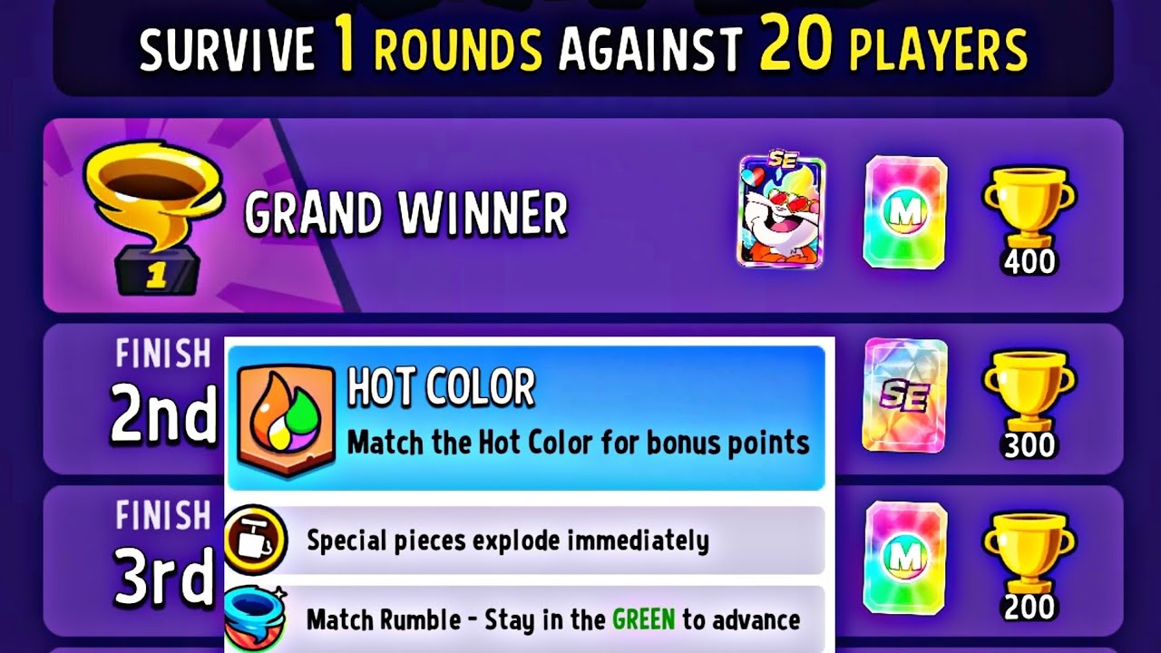 hot color blow em up rumble match | match masters | hot color rumble ...