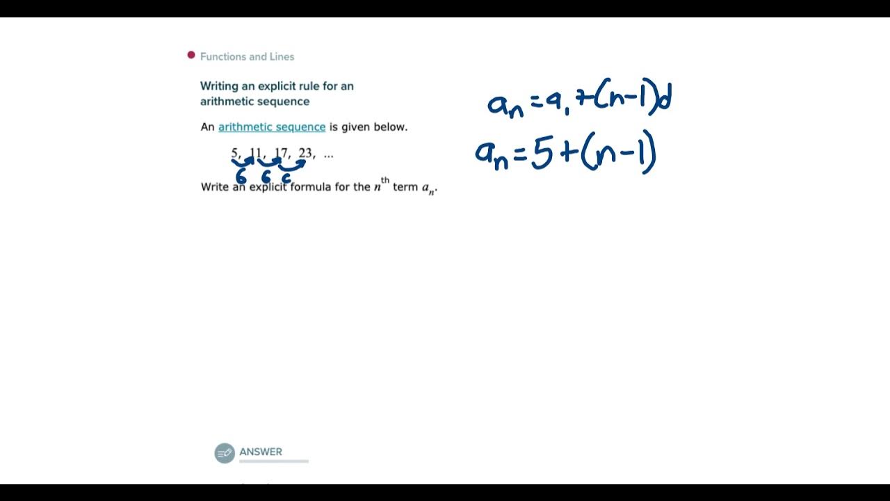 Writing an explicit rule for an arithmetic sequence - YouTube