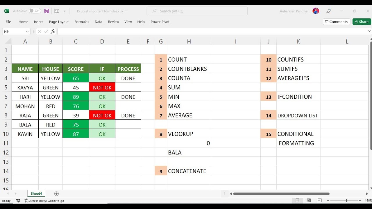Important Excel Formulas In Tamil Excel Formulas Youtube