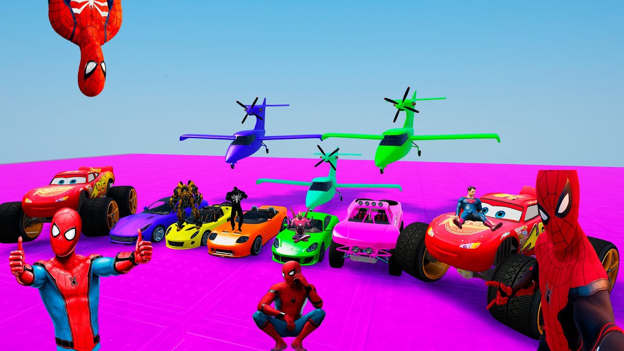 GTA V Super Mega Ramp Challenge By CrazySpiderman and Monster Trucks ...