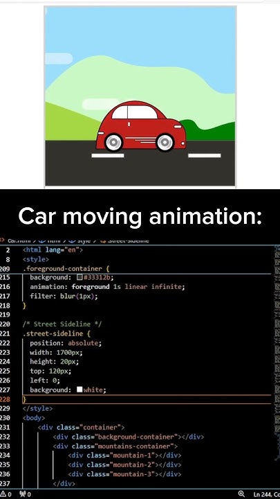 Moving Car 🚗 Html Css Coding Shorts 🖇️ Coding Shorts Computerscienceconcepts Html Css