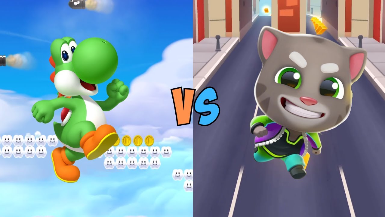 Mario Run Yoshi Run Battle VS Tom Gold Run ASMR Kids Fun Zone - YouTube