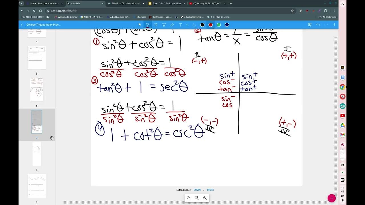 College Trigonometry Unit 5.2 Notes Pythagorean Trig Identities 2025 ...
