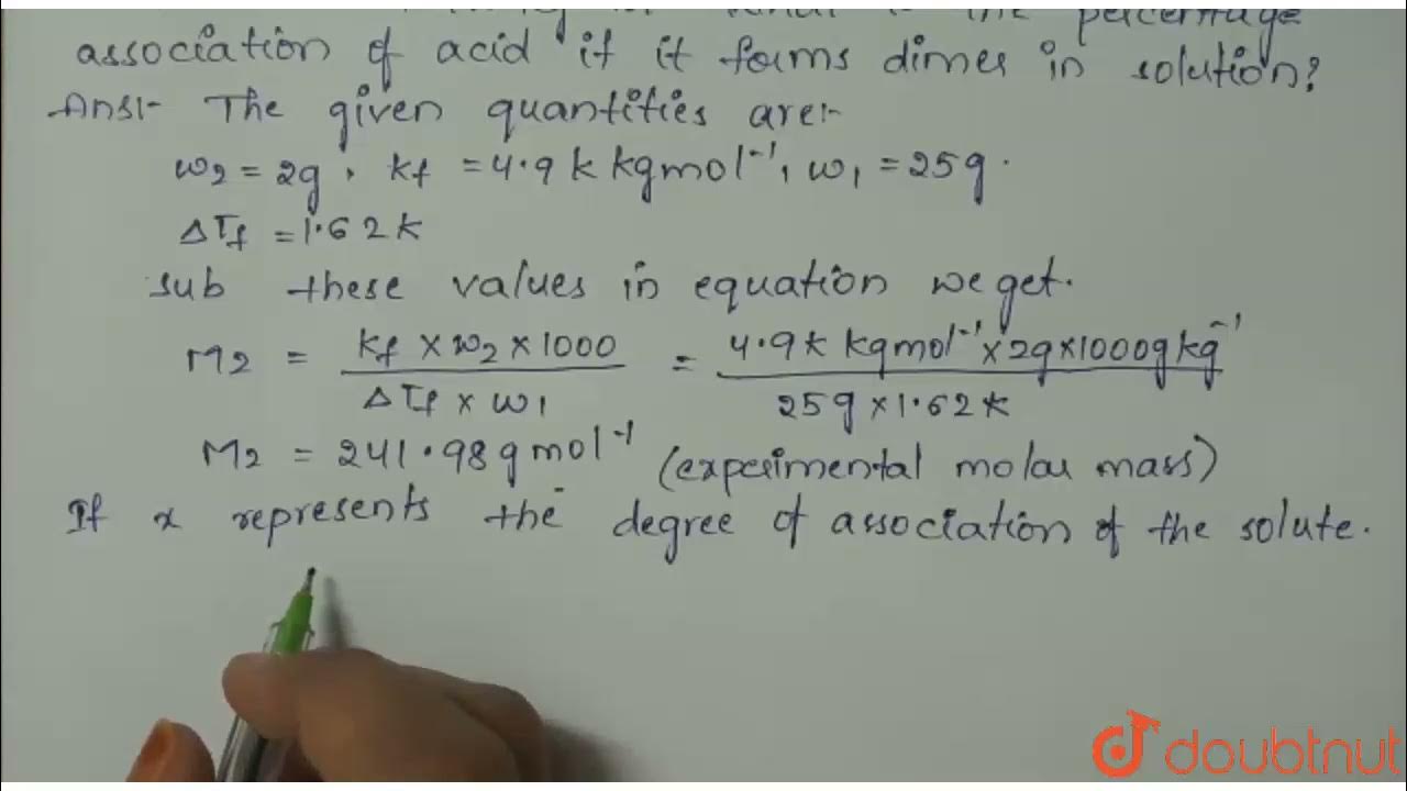 2 g of benzoic acid `(C_(6)H_(5)COOH)` dissolved in 25g of benzene |Class 12 CHEMISTRY ...