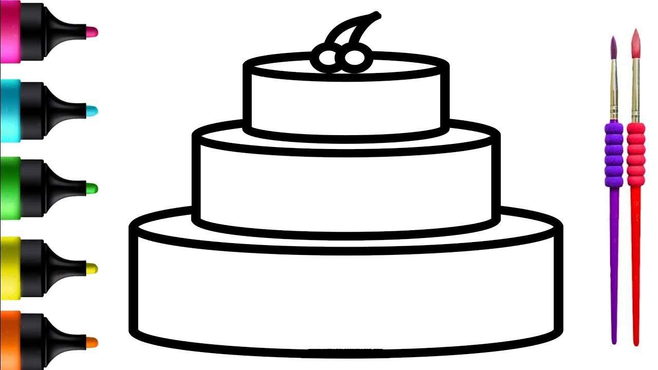 Let's Paint a Yummy Birthday Cake with a Cherry: Easy Drawing Tutorial ...