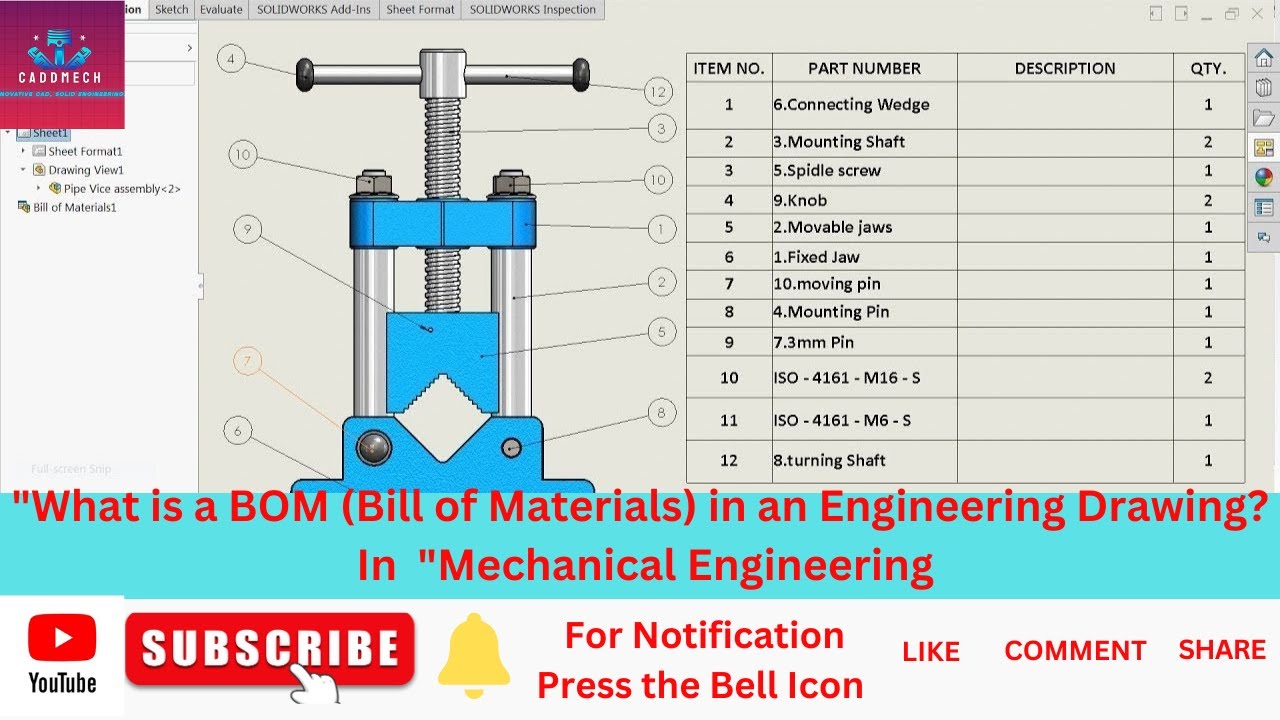 Engineering Drawing में BOM Bill of Mater - YouTube