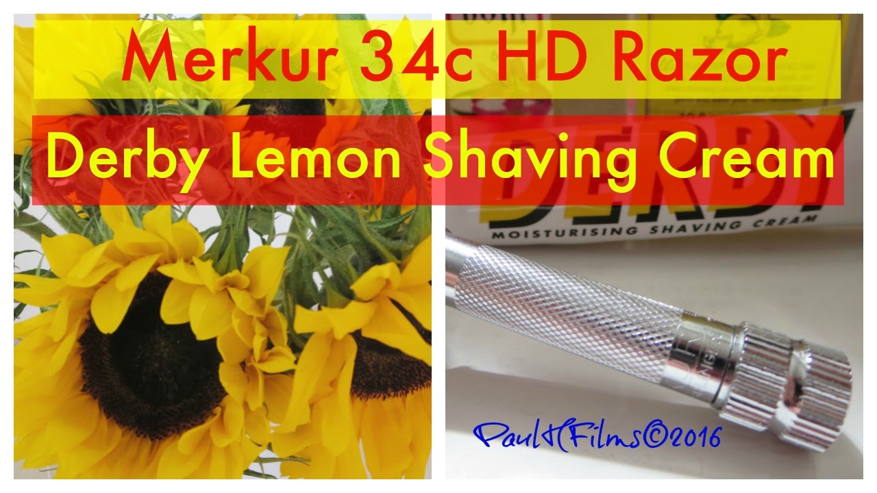 Derby Lemon Shaving Cream - Merkur 34c HD Razor - YouTube