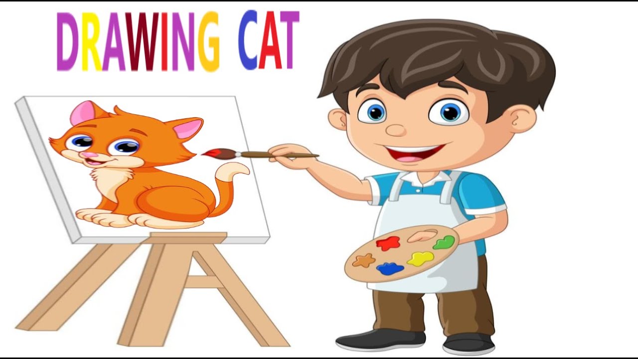 How to draw cat with easy method .cat painting .drawing cat .@pg pop ...