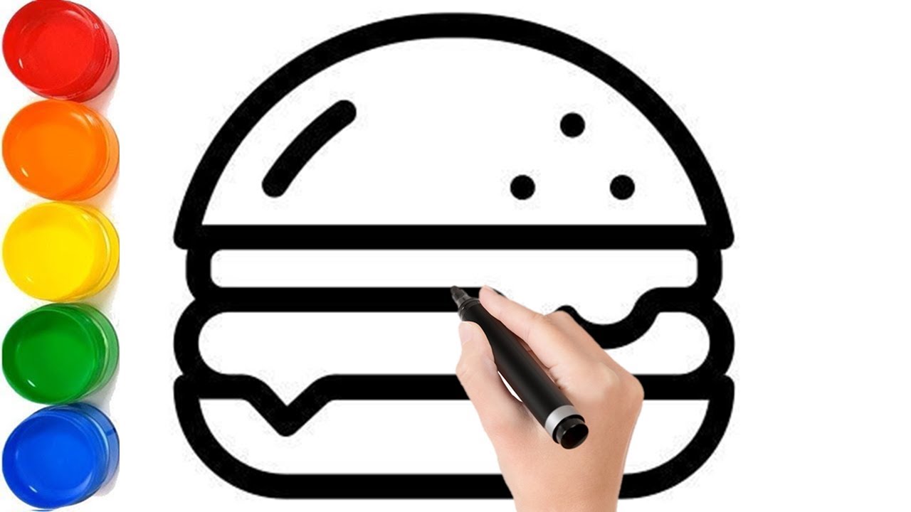 How to draw a burger | how to draw easy | burger drawing,Coloring and ...