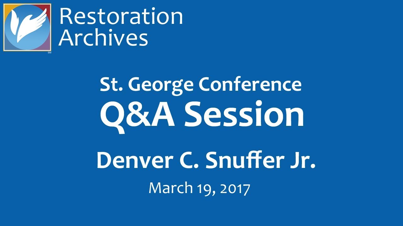 St. George Conference Q&A Session, Denver Snuffer - YouTube