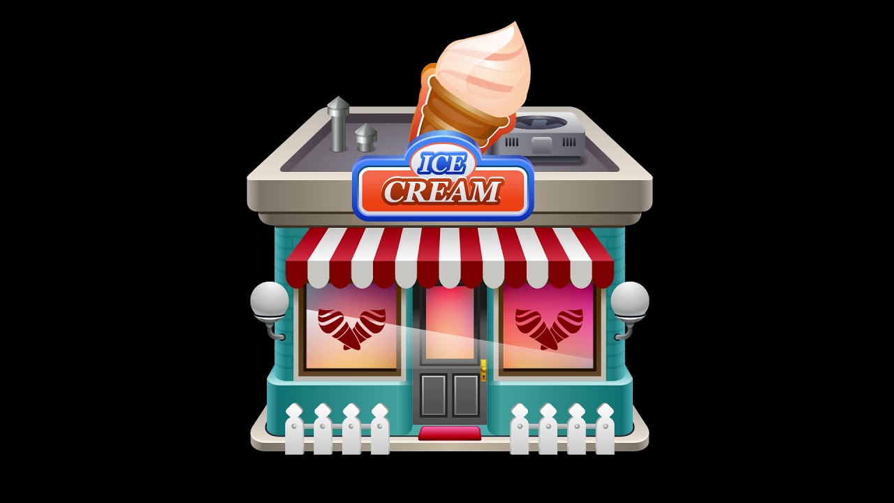 Green Screen-Ice Cream. Animation of the building on a black background ...