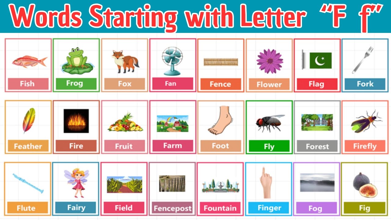 Words Starting With Letter F | F Word | Letter F Vocabulary | Phonic ...