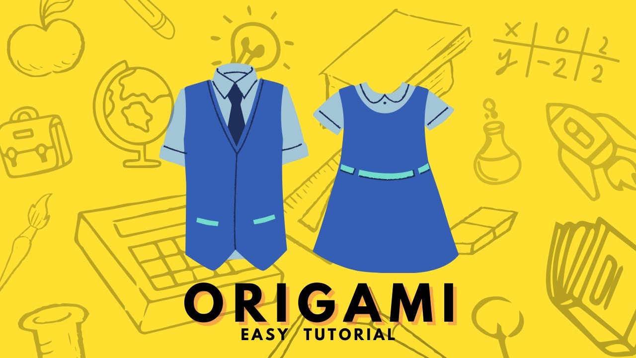 ORIGAMI TUTORIAL EASY - PAPER SCHOOL UNIFORM - SUPER CUTE !! - YouTube