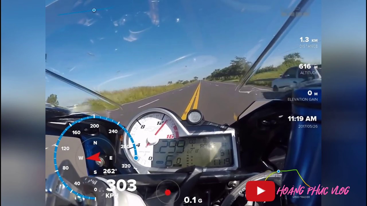 BMW S1000RR Max Speed 350km GPS Gopro | Hoàng Phúc Vlog - YouTube