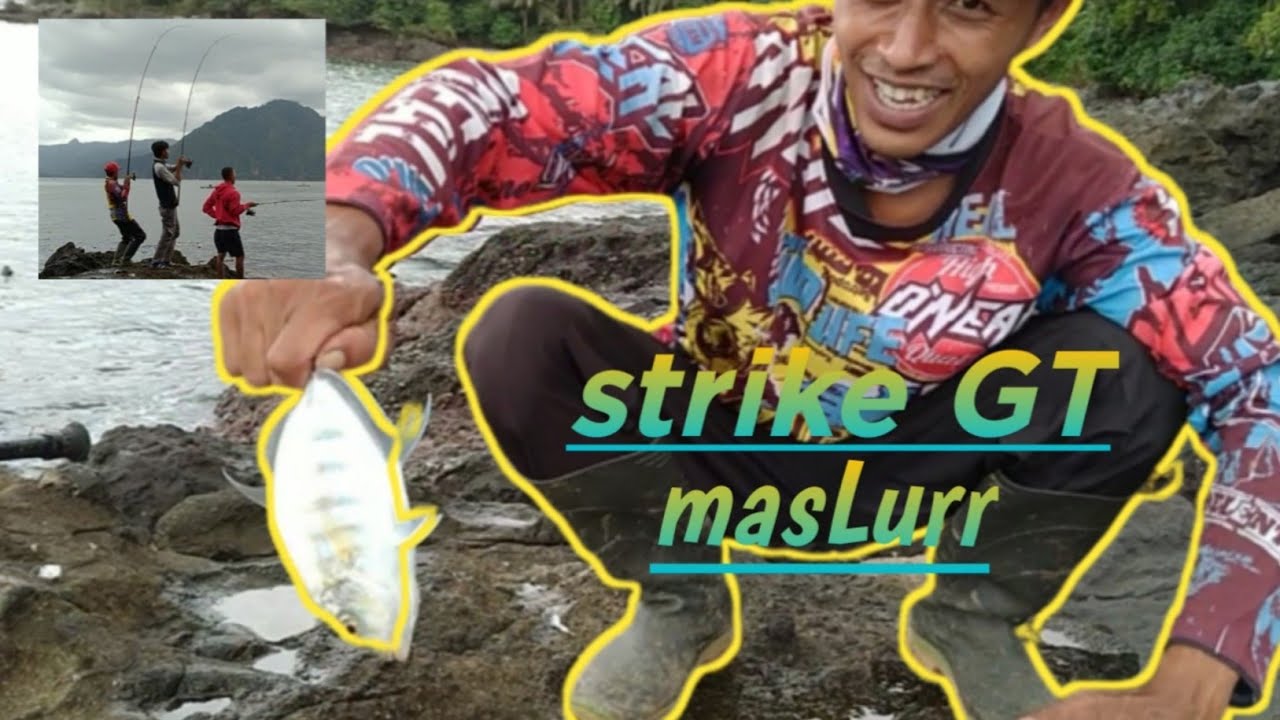 Strike Ikan GT (Giant Travelly) Di pantai Mutiara Trenggalek - YouTube