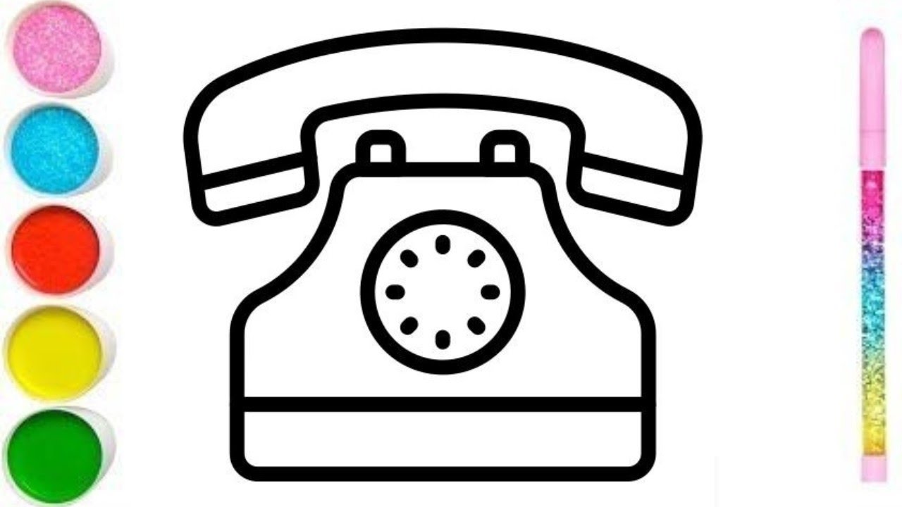 Telephone Easy Drawing And Coloring For Kids | Old telephone Painting ...