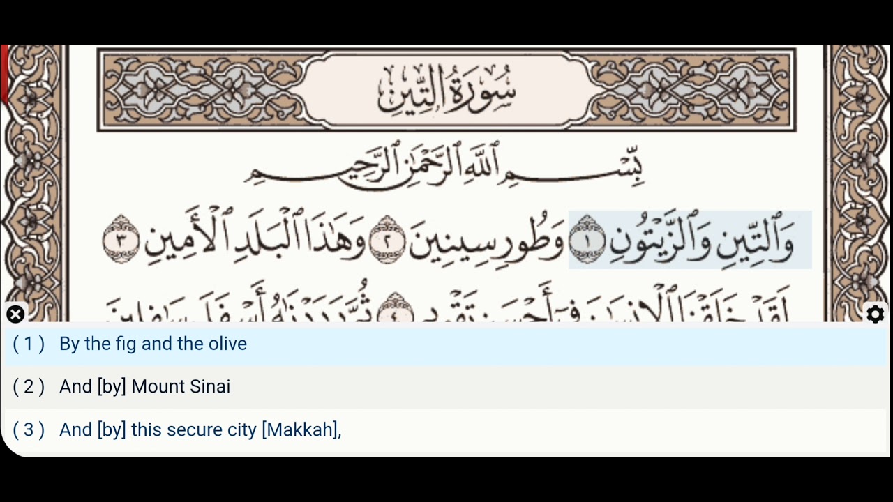 95 Surah At Tin Muhammad Ayyub Quran Recitation Arabic Text English ...
