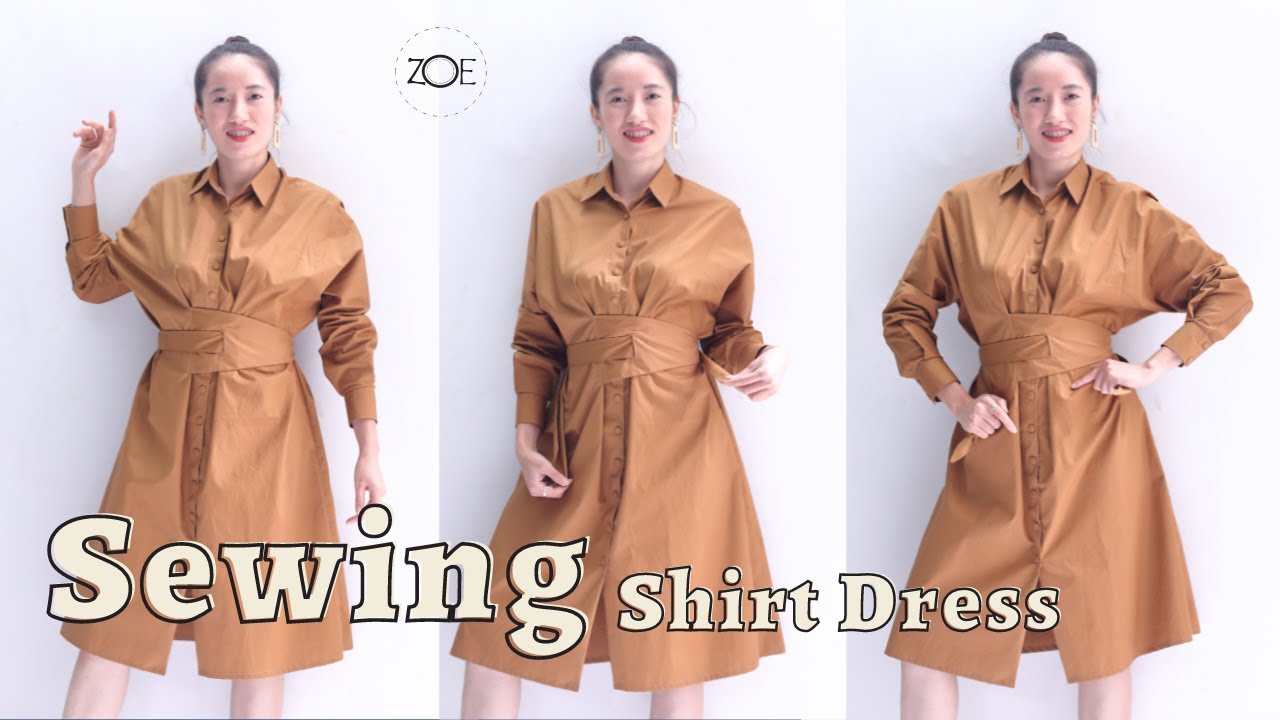 DIY Sewing Shirt Dress Develop from Basic Pattern Zoe DIY - YouTube