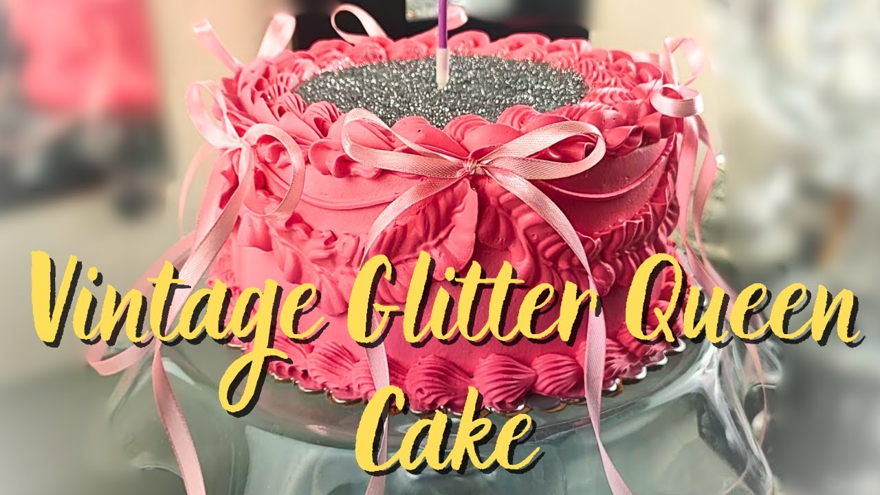 Vintage glitter queen Cake | Glitter queen cake | How to tie a ribbon ...