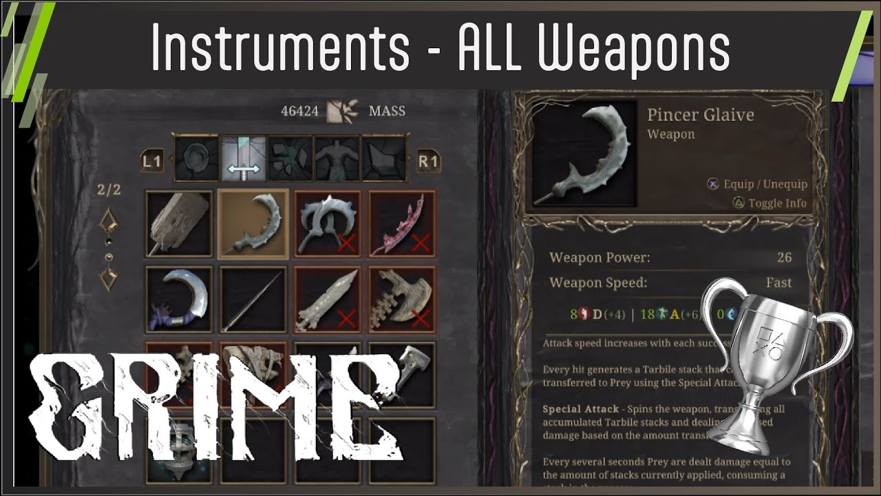 Grime: Colors of Rot 🏆Instruments🏆- All Weapons (Trophy Guide) PS5 ...