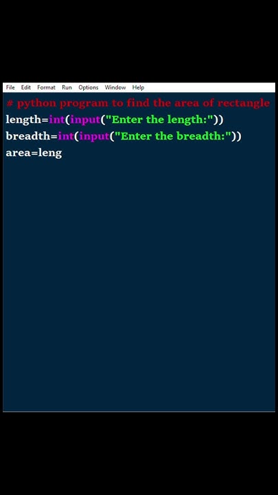 Python program to calculate the area of rectangle #coding #programminglanguage #python #code ...