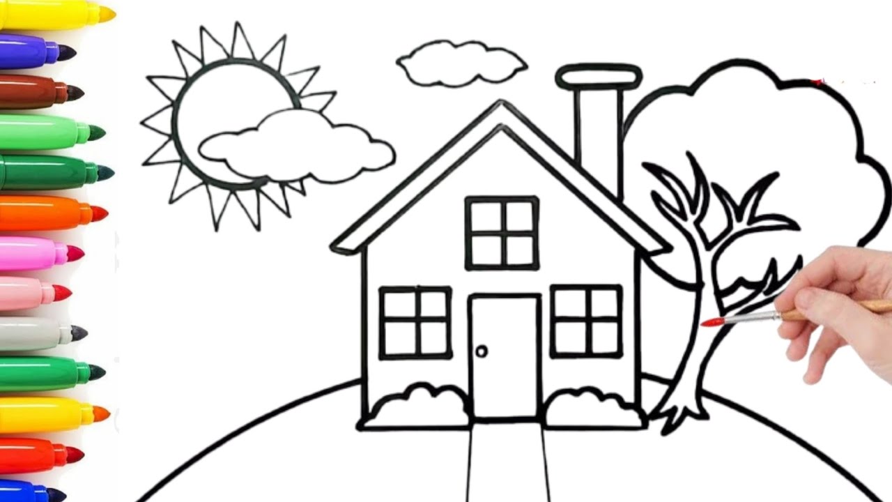 Easy House Drawing Tutorial | Easy House Drawing Step by Step | Drawing ...