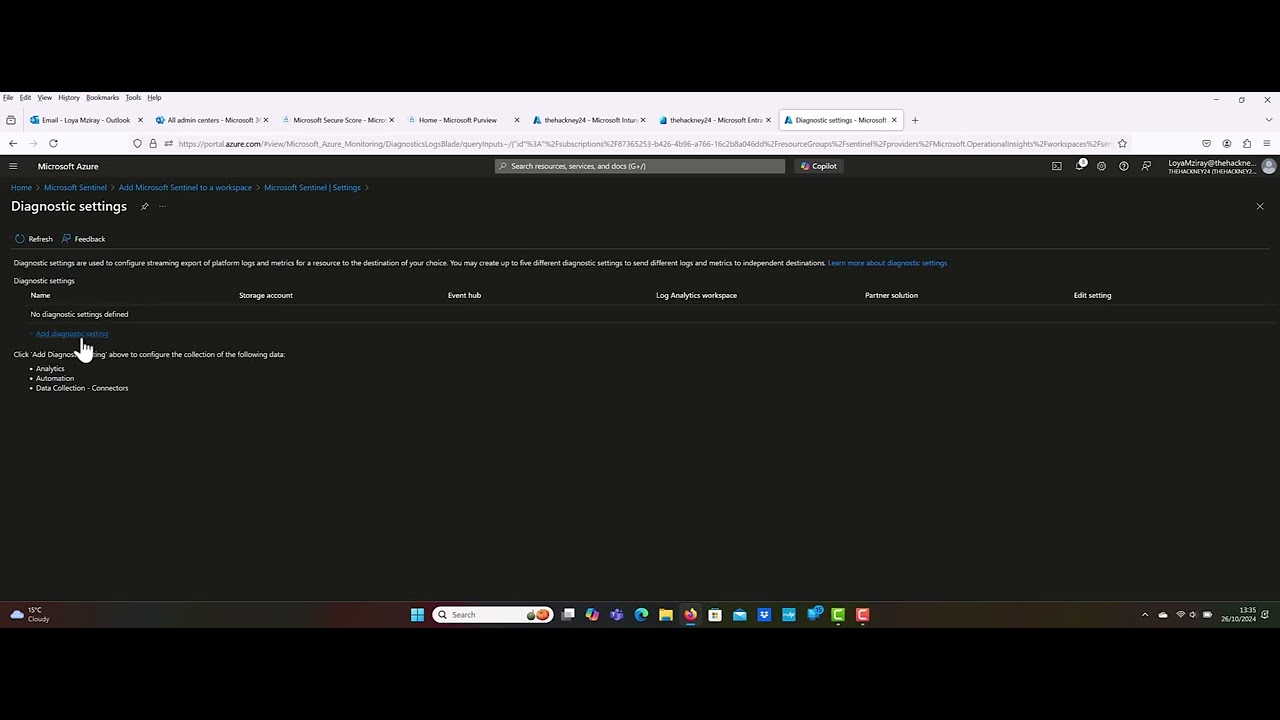Microsoft Sentinel Diagnostic Settings - YouTube