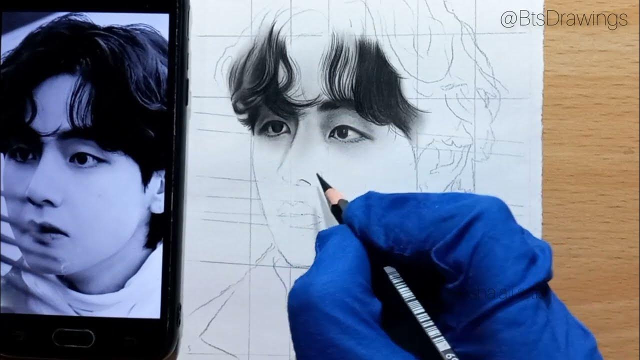 How to draw BTS V [김태형] Step by step Tutorial | BTS Drawings |방탄소년단 ...