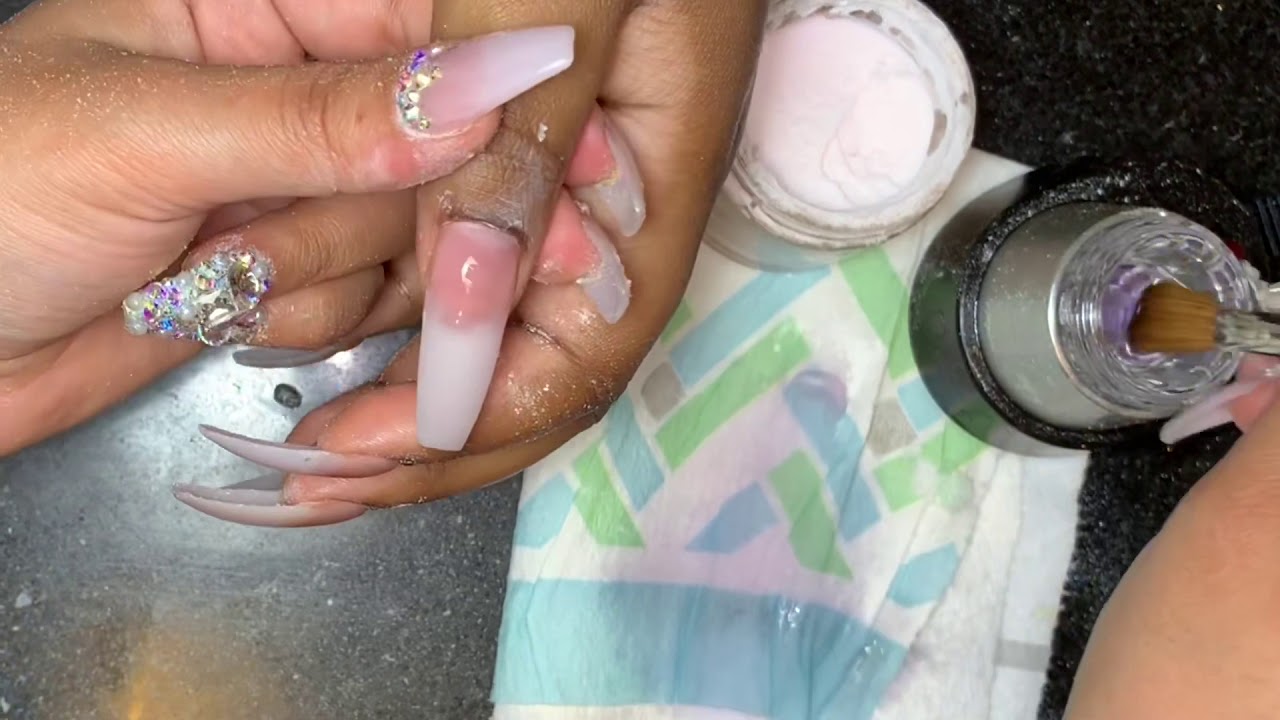 Acrylic Nail Tutorial | Acrylic Nails Fill | Purple Coffin Nails - YouTube