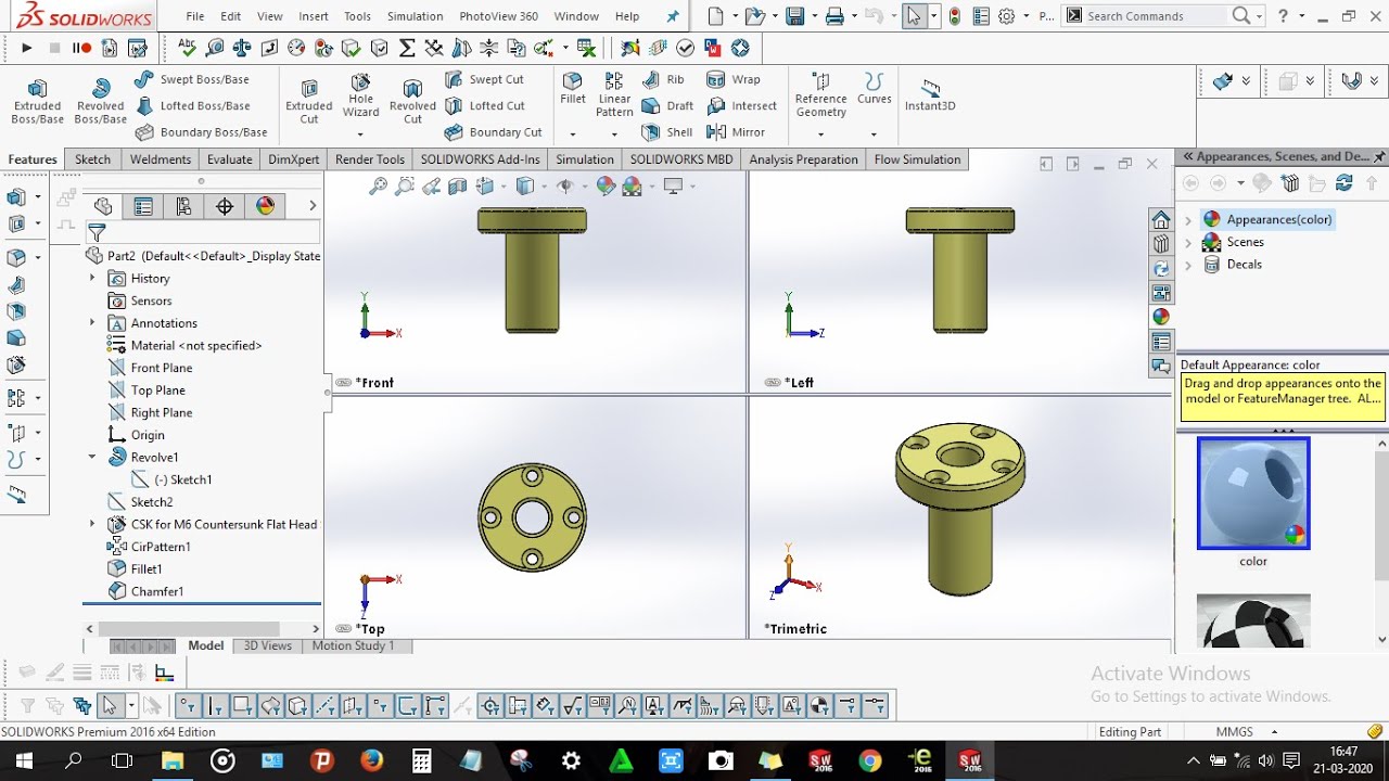 How to design Flanged Guide bush in solidworks - YouTube