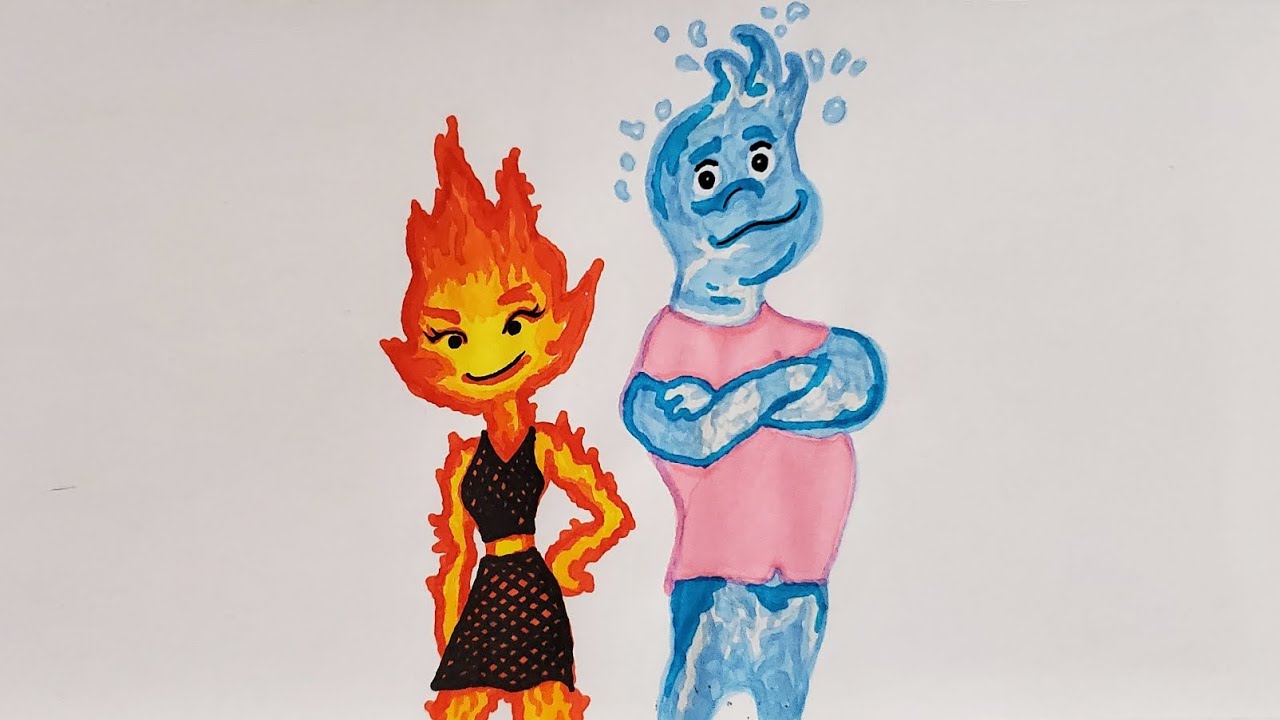 Ember and Wade drawing | how to draw Elemental | simple drawing - YouTube