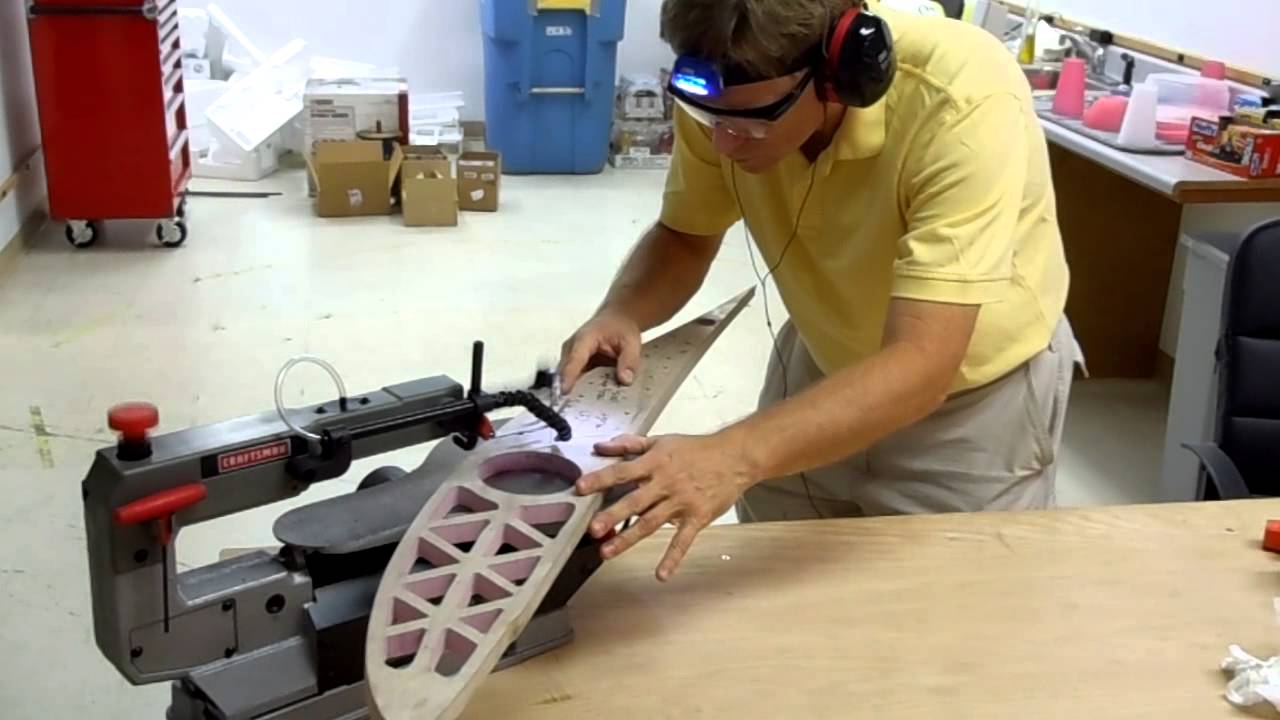 Cutting lightening holes in an end rib - YouTube