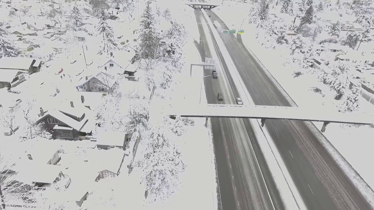 Drone Footage of Snow in Portland, Oregon, January 11, 2017 - YouTube